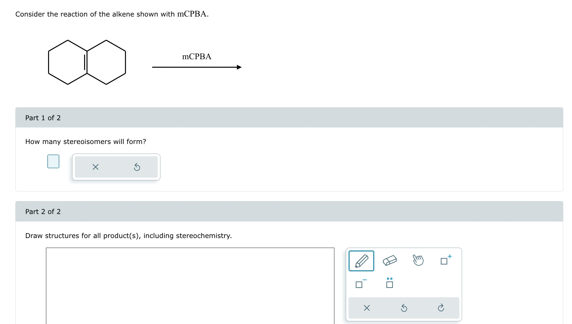 Solved Consider the reaction of the alkene shown with mCPBA. | Chegg.com
