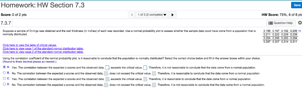 Solved Homework: HW Section 7.3 Score: 0 of 2 pts 7.3.7 Save | Chegg.com