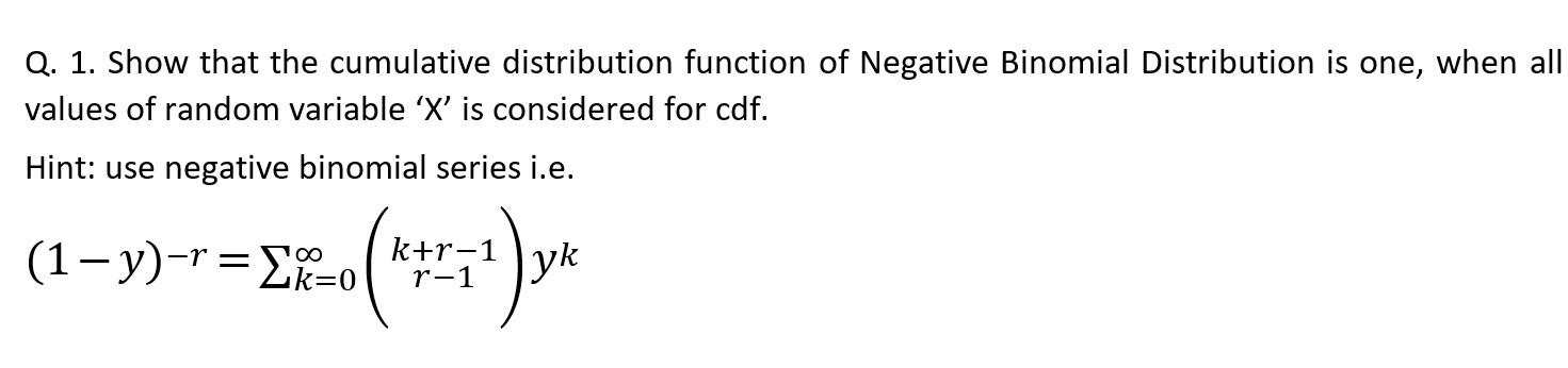 Solved Q. 1. Show that the cumulative distribution function | Chegg.com