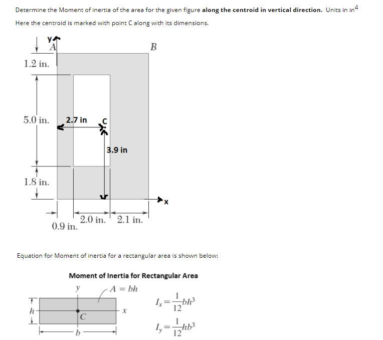 Solved Determine the MOI of the area for the given figure, | Chegg.com