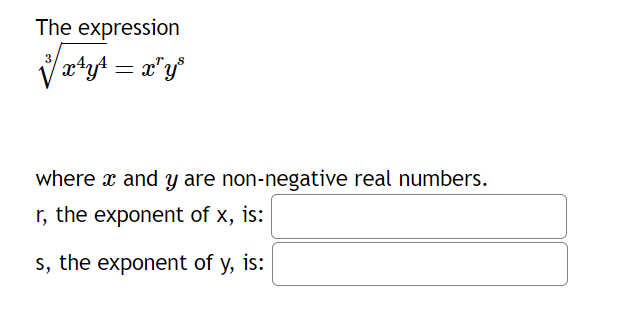 Solved The Expressionx4y43=xryswhere X and Y are
