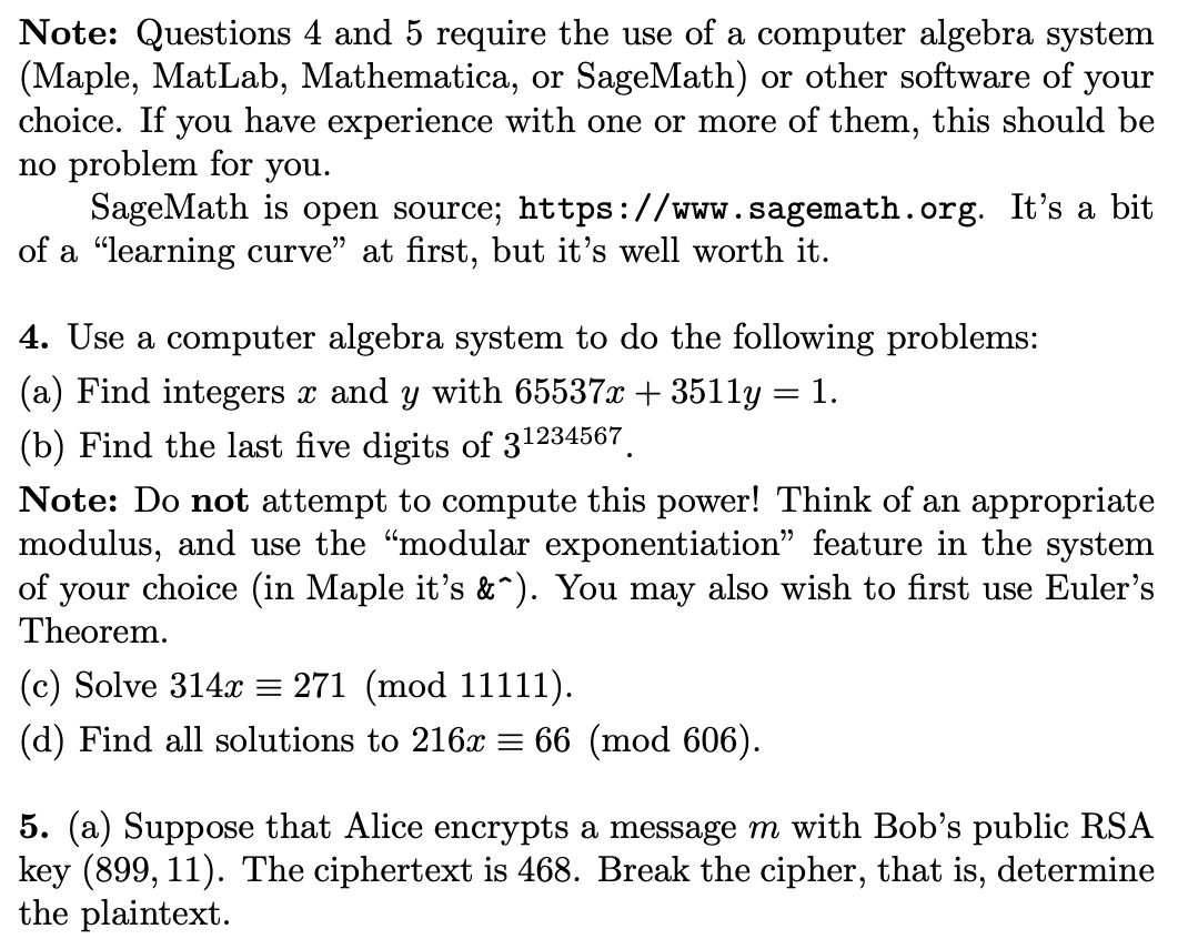 Solved Note: Questions 4 and 5 require the use of a computer | Chegg.com
