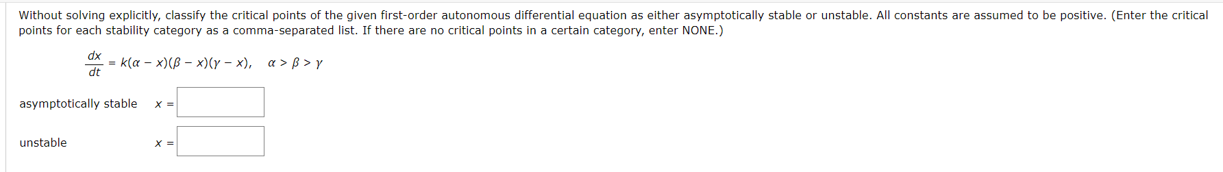 Solved Without solving explicitly, classify the critical | Chegg.com
