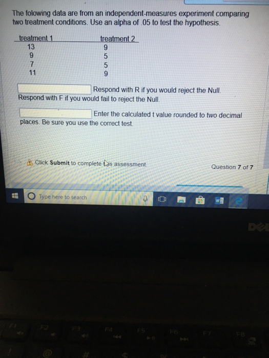 Solved The folowing data are from an independent-measures | Chegg.com