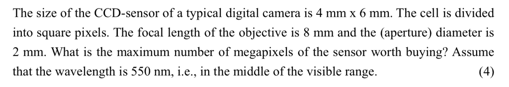 The size of the CCD-sensor of a typical digital | Chegg.com