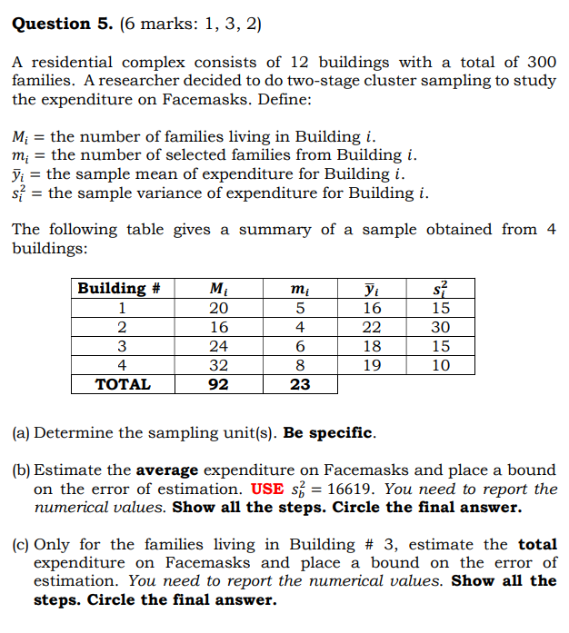 Solved Question 5. (6 marks: 1,3,2) A residential complex | Chegg.com
