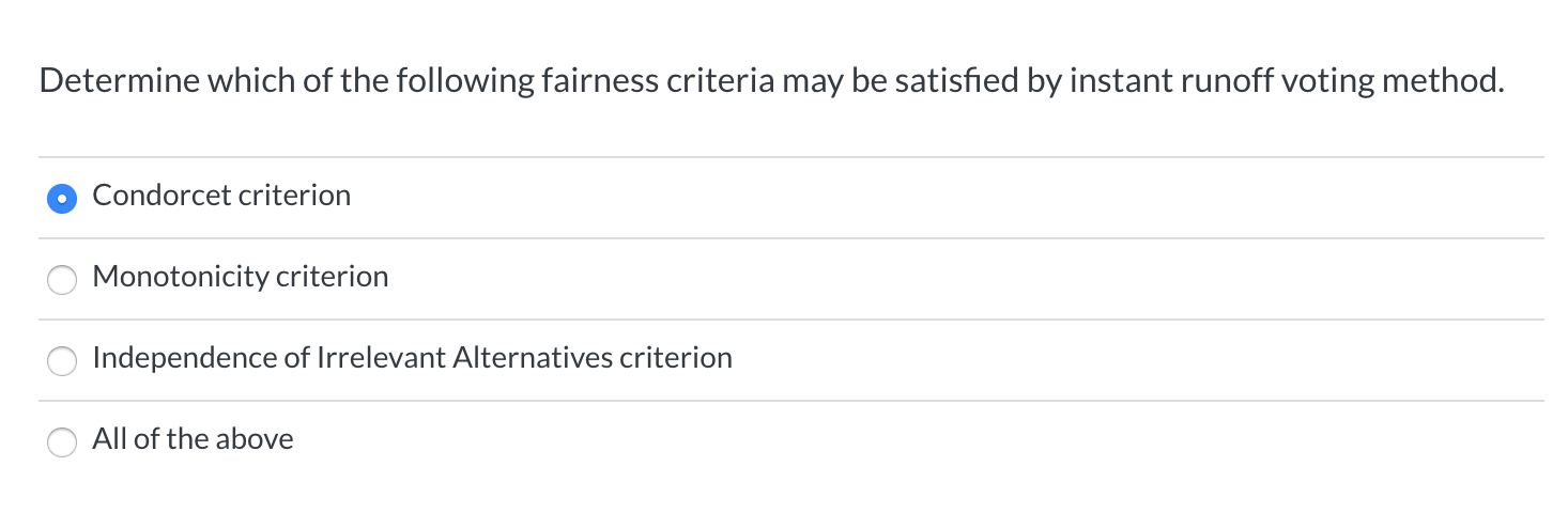 Determine which of the following fairness criteria | Chegg.com
