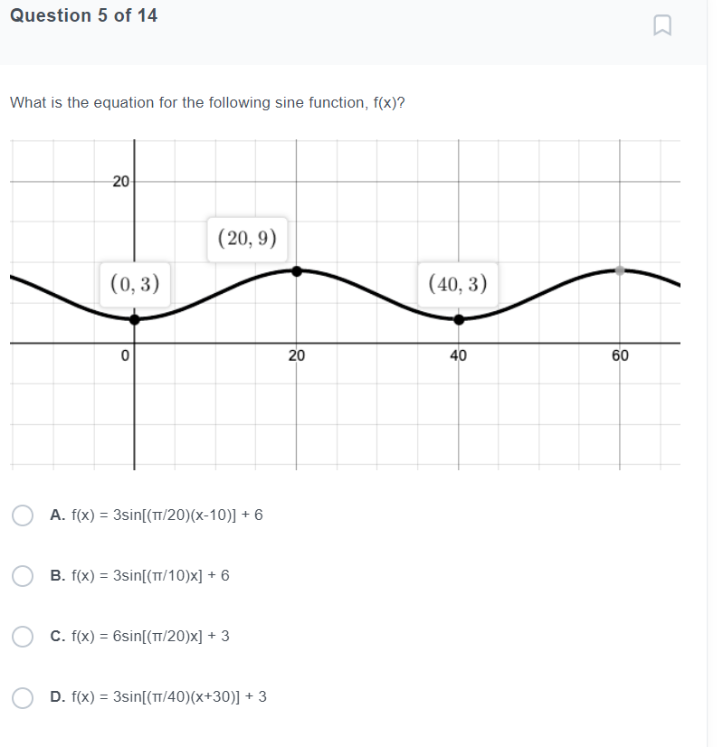 Solved What is the equation for the following sine function, | Chegg.com