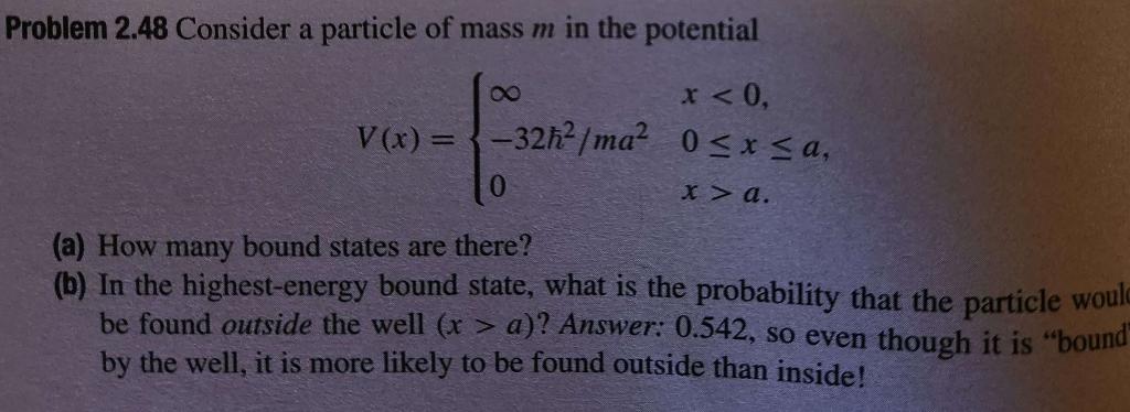 Solved Problem 2.48 Consider a particle of mass m in the | Chegg.com