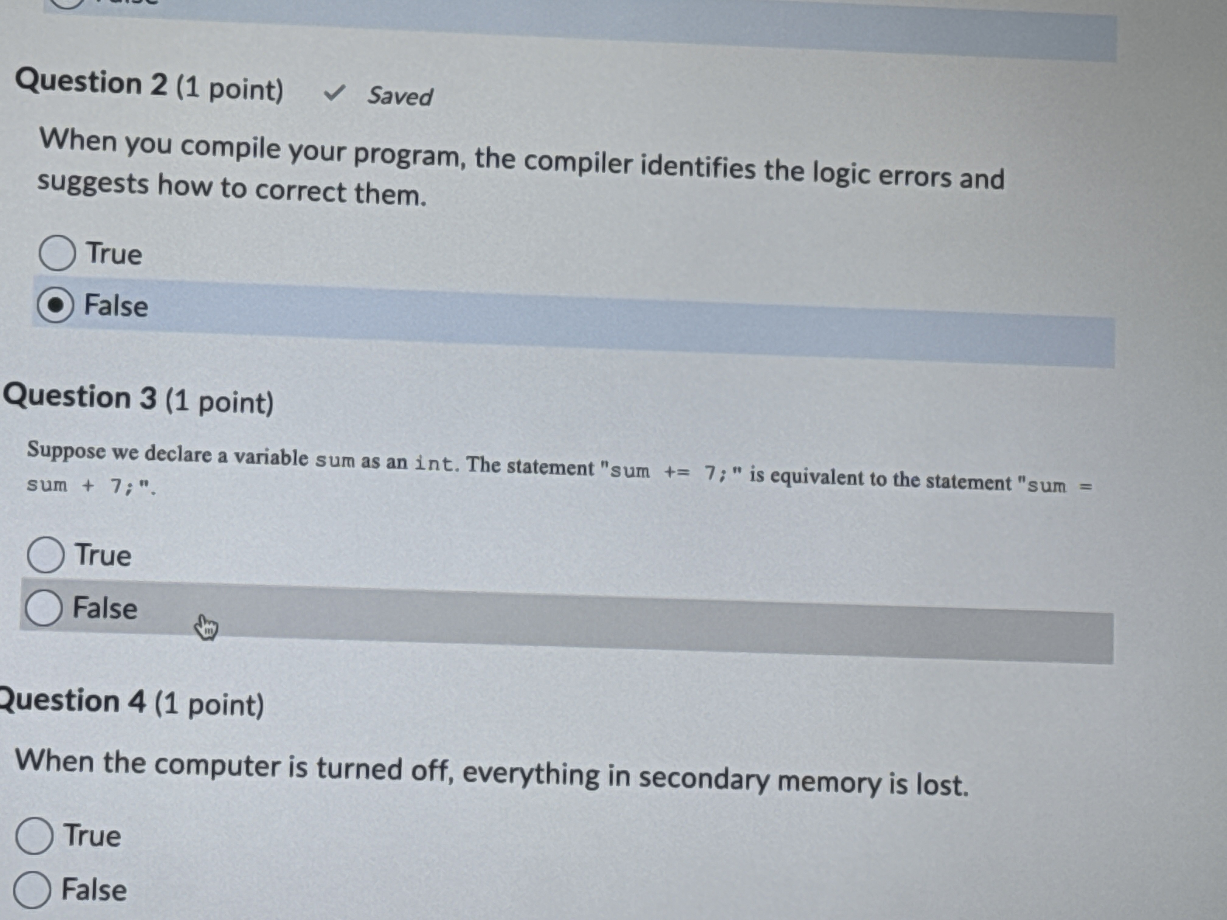 Solved Question 3 (1 ﻿point)Suppose we declare a variable | Chegg.com