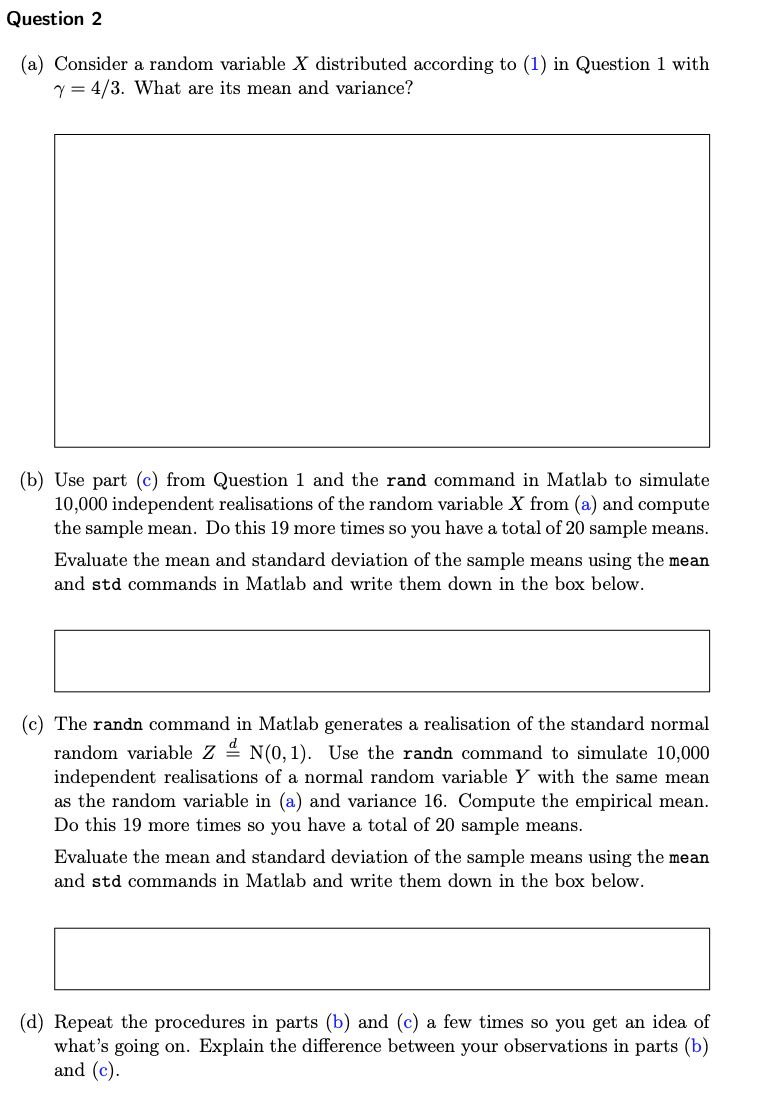 Question 2 (a) Consider a random variable X | Chegg.com
