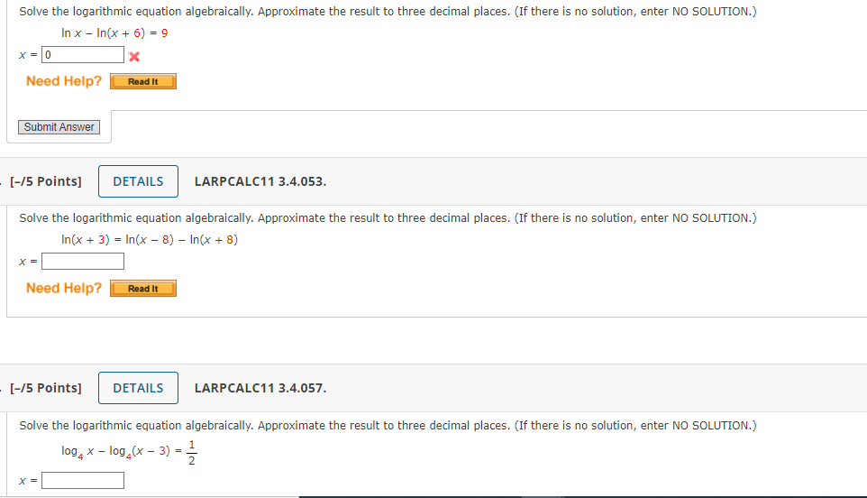 Solved Solve the logarithmic equation algebraically. | Chegg.com