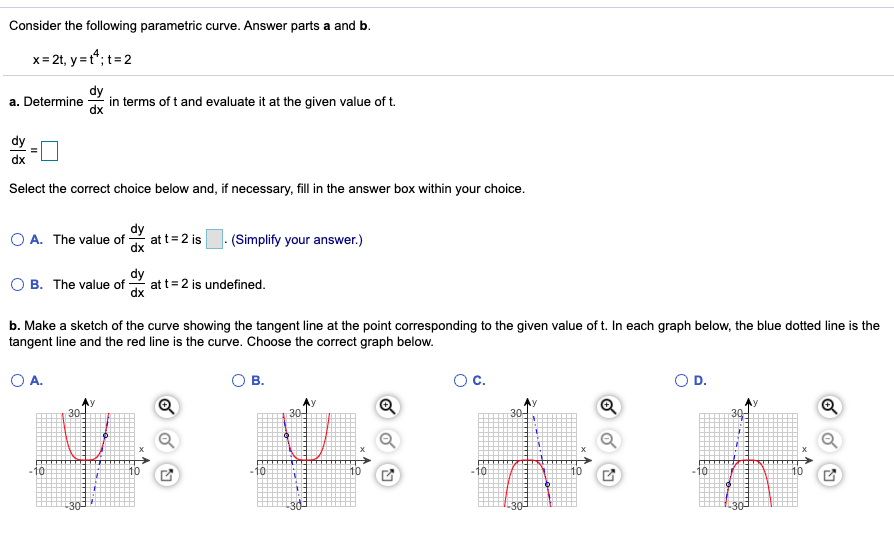 Solved Consider the following parametric curve. Answer parts | Chegg.com