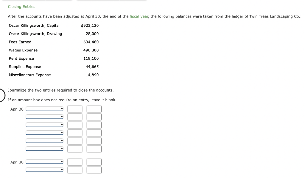 Solved Closing Entries After the accounts have been adjusted | Chegg.com