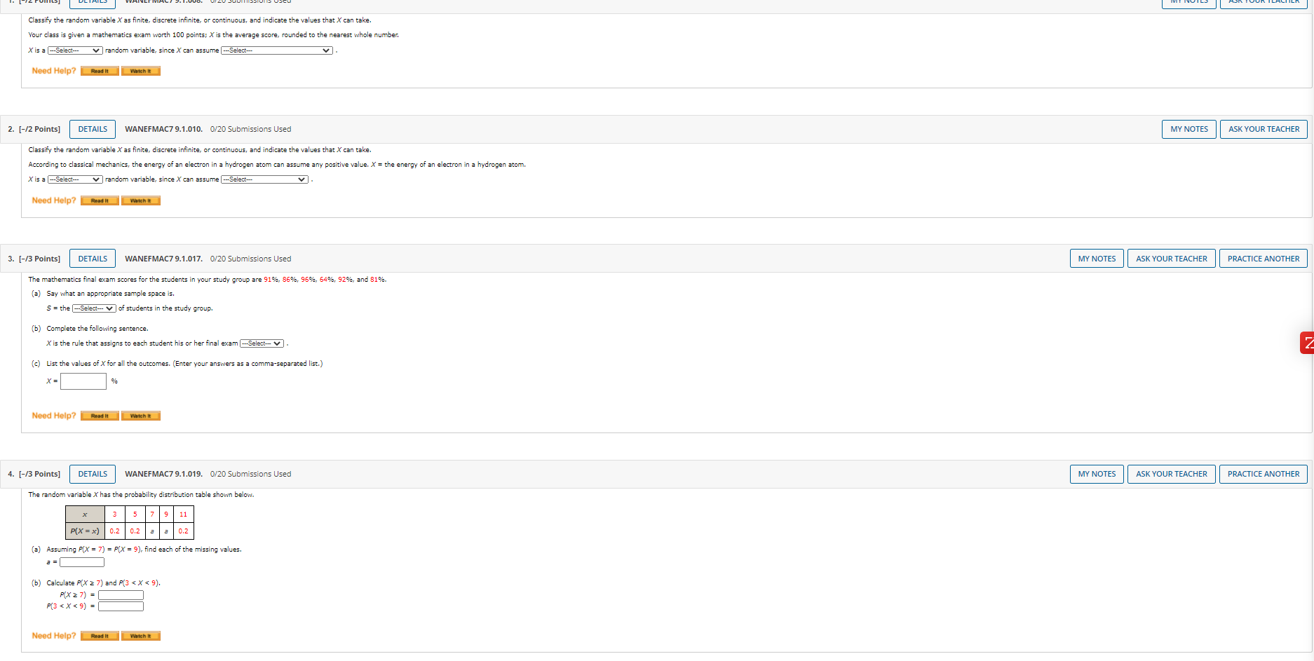 Solved OLTAILS Classify the random variable X as finite, | Chegg.com