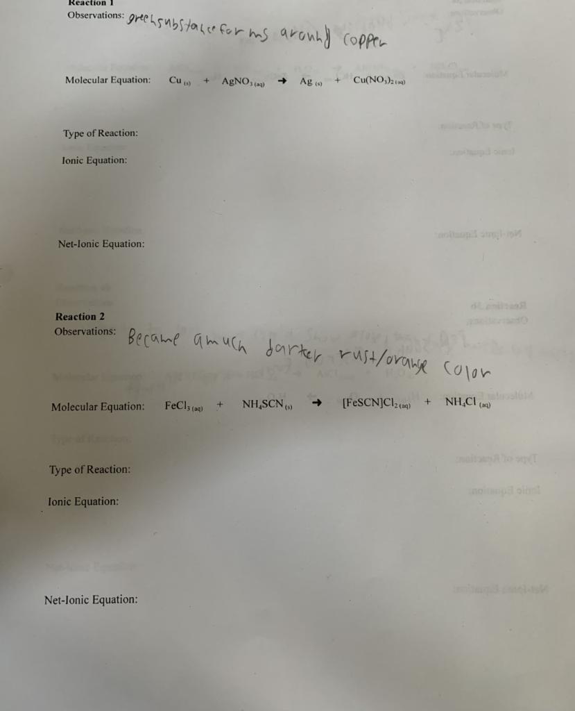 Solved Experiment 7 -- Chemistry 175 -- Chemical Changes | Chegg.com