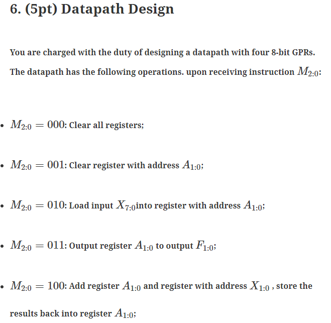 6. (5pt) Datapath Design You are charged with the | Chegg.com 6. (5pt) Datapath Design You are charged with the | Chegg.com