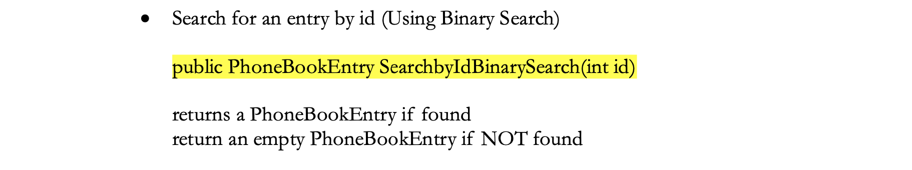 Solved Search For An Entry By Id Using Binary Search 