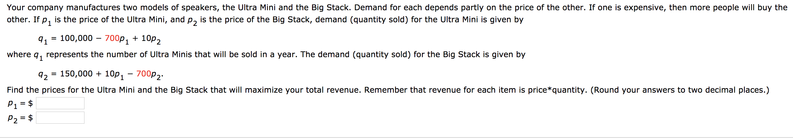 Solved Your company manufactures two models of speakers, the | Chegg.com