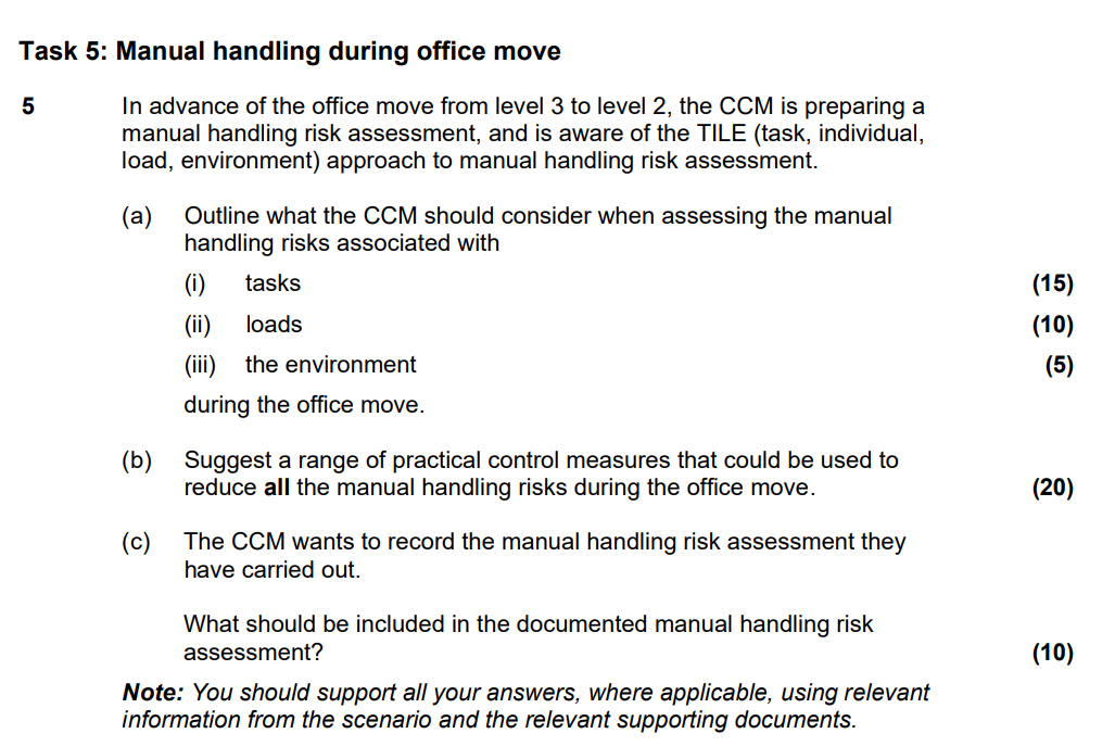 Solved k 5: Manual handling during office move In advance of | Chegg.com