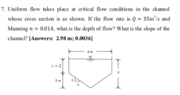 Solved Uniform flow rakes place at critical flow conditions | Chegg.com