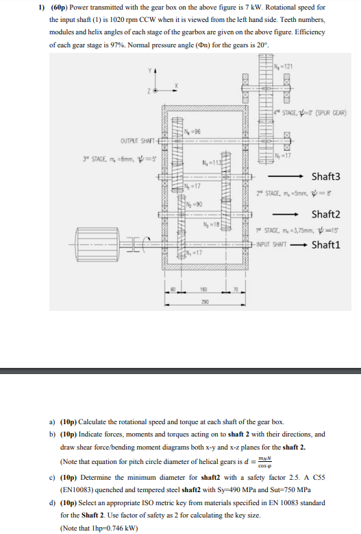 1) (60p) Power transmitted with the gear box on the | Chegg.com