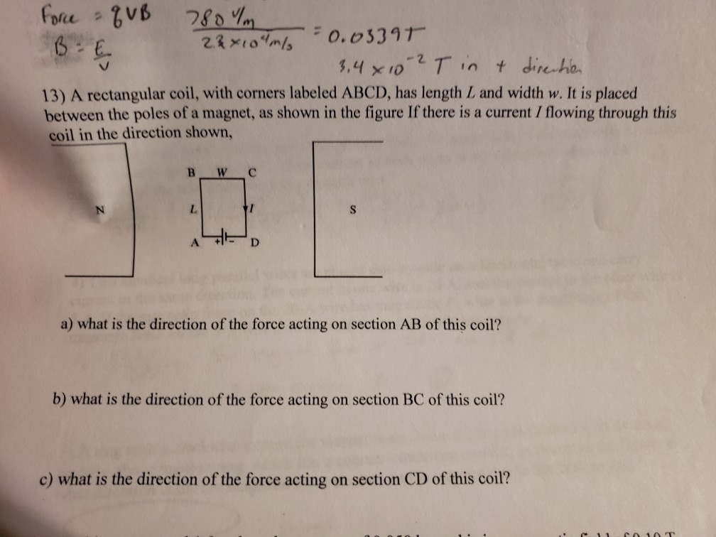 Solved Foce.vbフf ヅ viue 13) A rectangular coil, with corners | Chegg.com