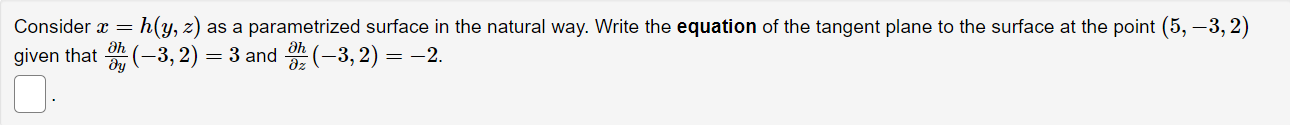 Solved Consider x=h(y,z) as a parametrized surface in the | Chegg.com