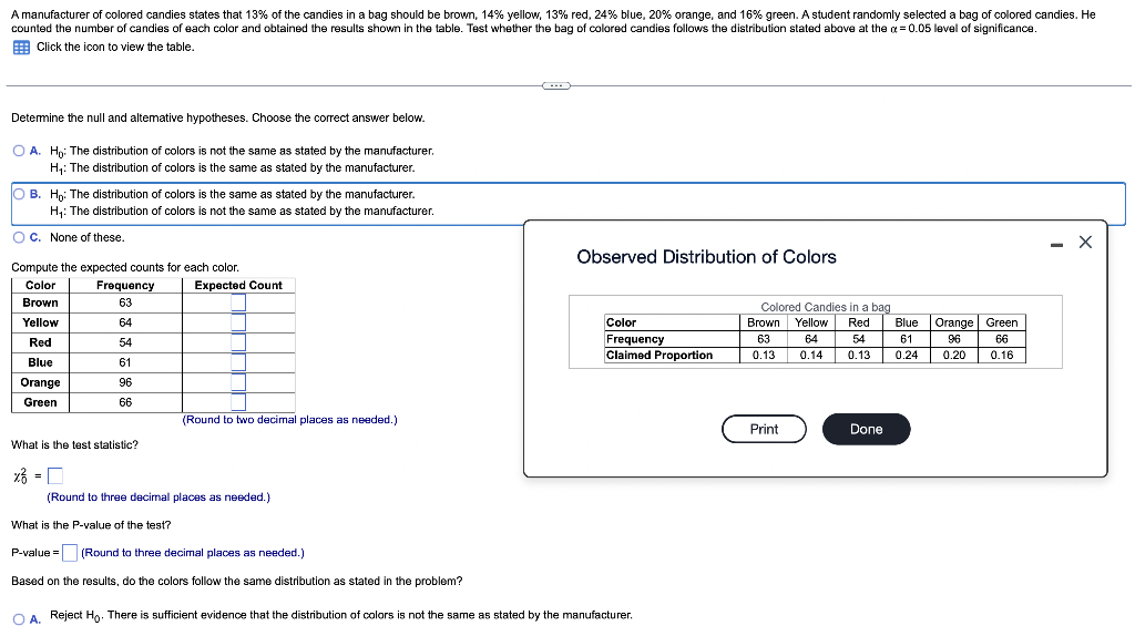 Solved Click the icon to view the table. Determine the null | Chegg.com