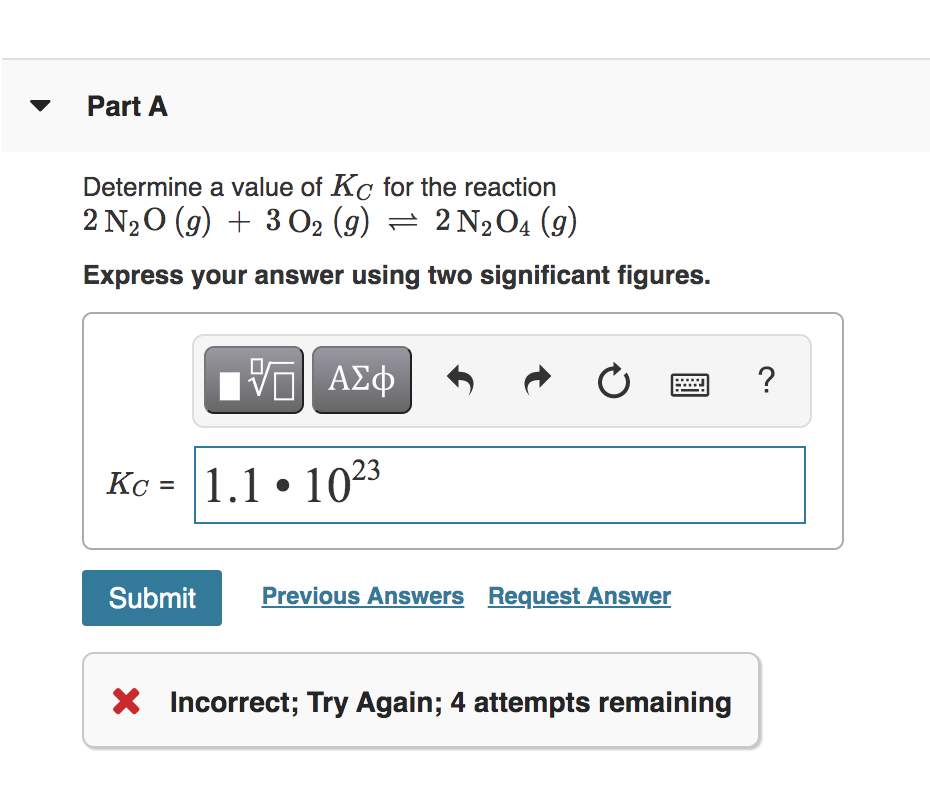 Solved Given the equilibrium constant values N2 (g) + į O2 | Chegg.com
