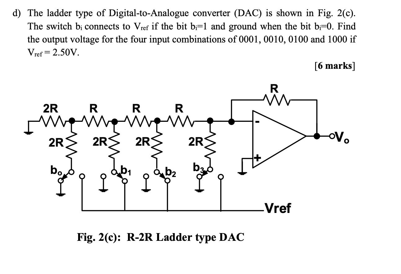Solved d) The ladder type of Digital-to-Analogue converter | Chegg.com
