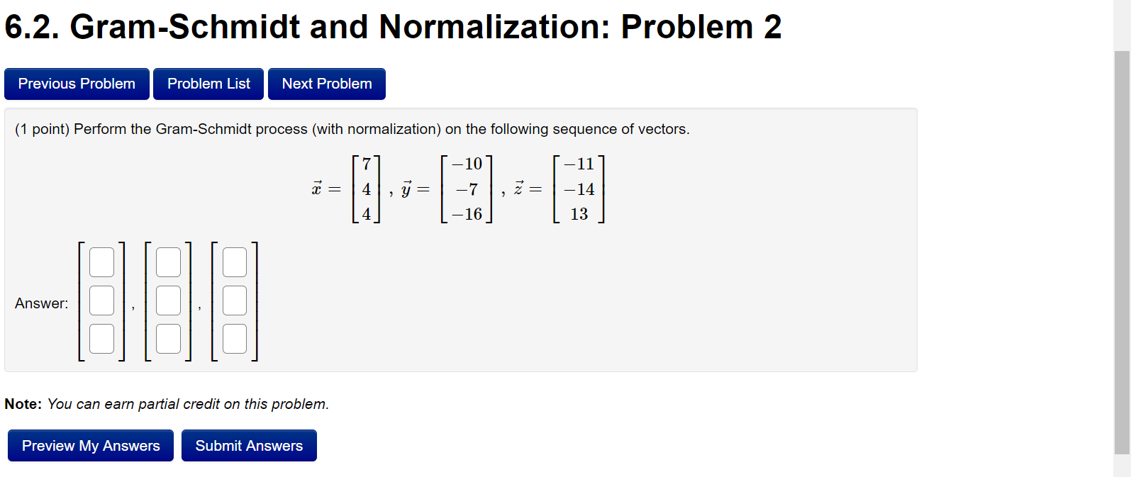 Solved 6.2. Gram-Schmidt and Normalization: Problem 2 | Chegg.com