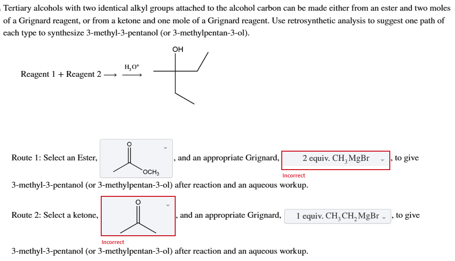 Solved Tertiary alcohols with two identical alkyl groups | Chegg.com