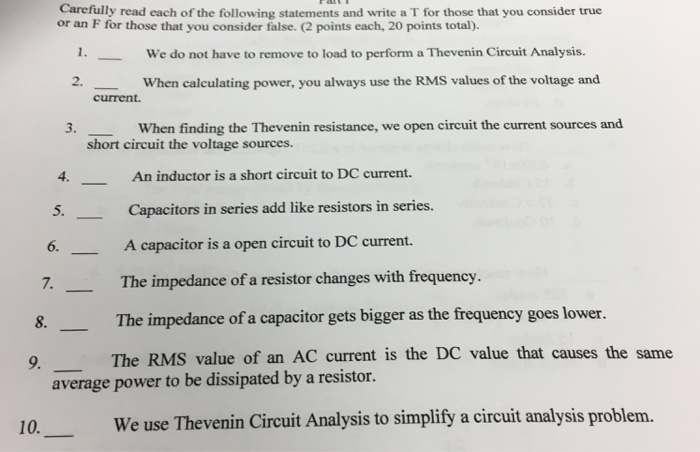 Solved Carefully read each of the following statements and | Chegg.com