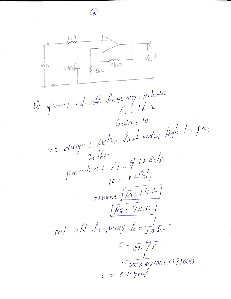 Solved Band-Pass Filter Design Design an active first-order | Chegg.com