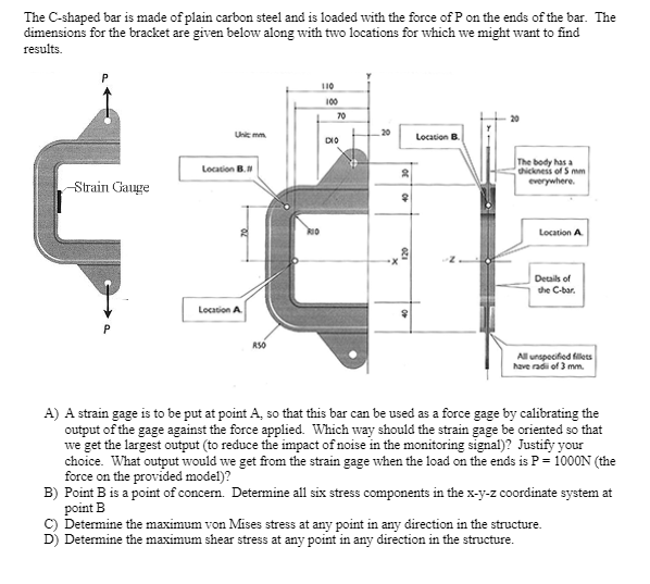The C-shaped bar is made of plain carbon steel and is | Chegg.com