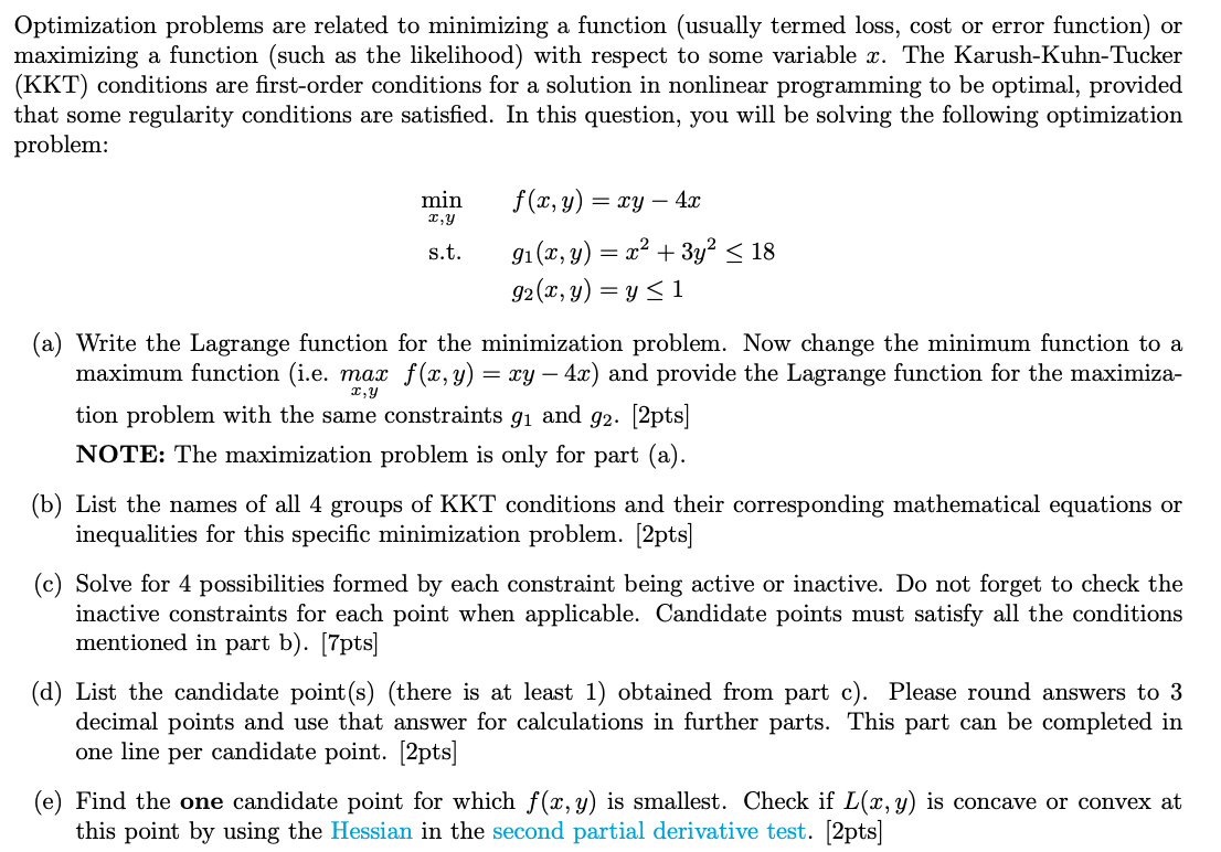 Solved Optimization problems are related to minimizing a | Chegg.com