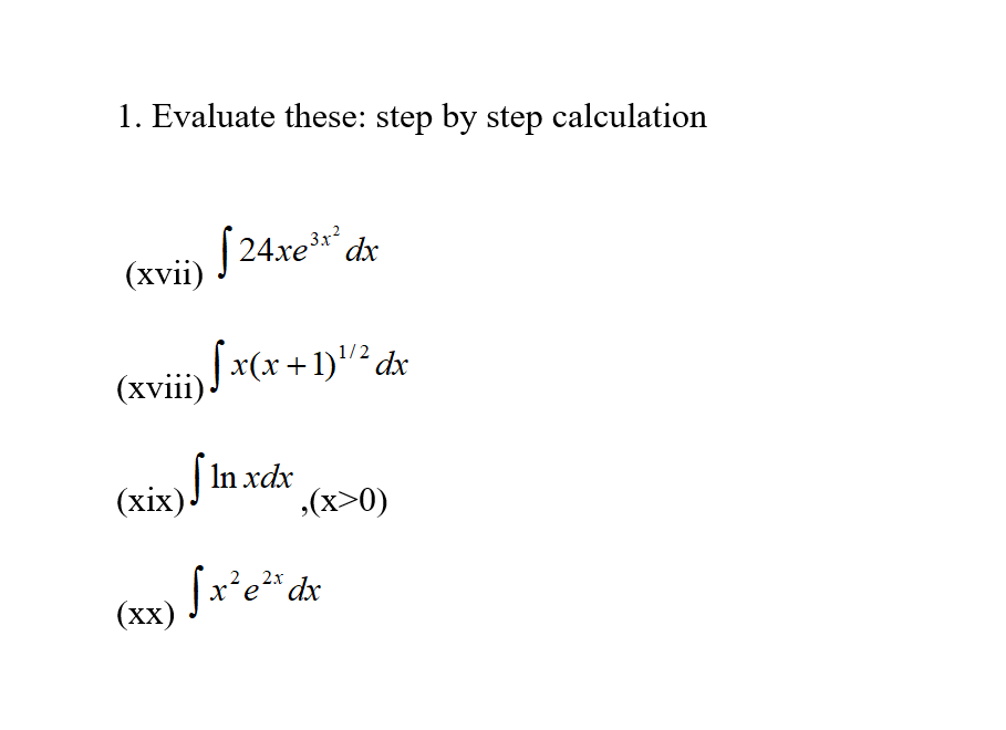Solved 1. Evaluate these: step by step calculation (xvii) | Chegg.com