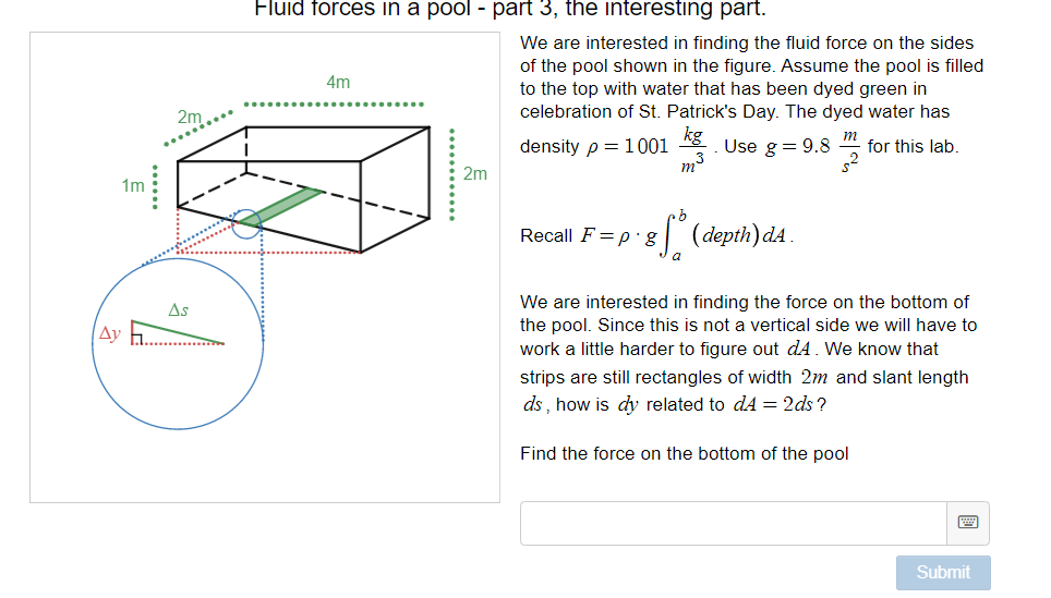 Solved Fluid forces in a pool - part 3, the interesting | Chegg.com
