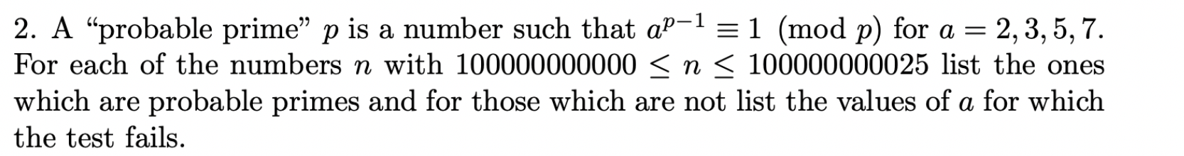 Solved 2. A "probable prime" p is a number such that | Chegg.com