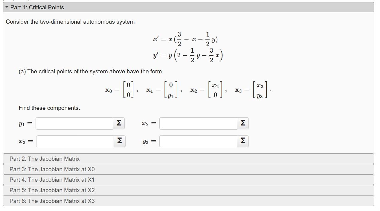 Solved Consider the two-dimensional autonomous system | Chegg.com