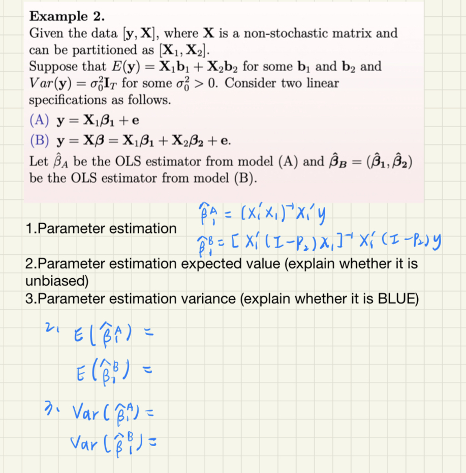 Solved Example 2. Given the data [y,X], where X is a | Chegg.com