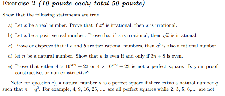 Solved Exercise 2 (10 points each; total 50 points) Show | Chegg.com