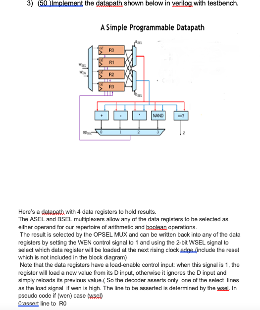 Solved 3) (50 Implement the datapath shown below in verilog | Chegg.com