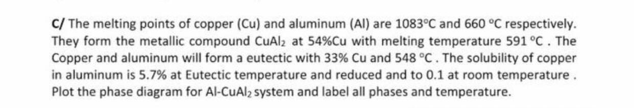 Solved C/ The melting points of copper (Cu) and aluminum | Chegg.com