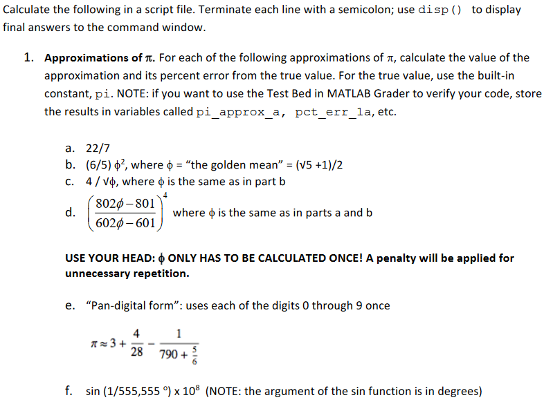 Solved Calculate the following in a script file. Terminate | Chegg.com