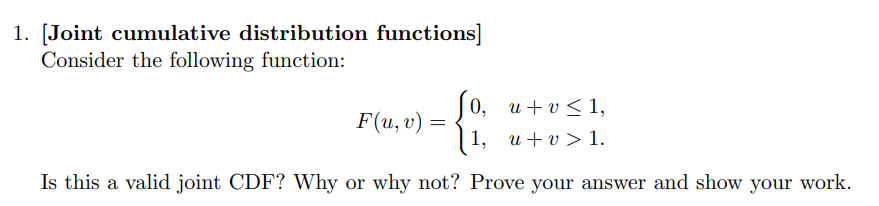 Solved 1 [joint Cumulative Distribution Functions] Consider