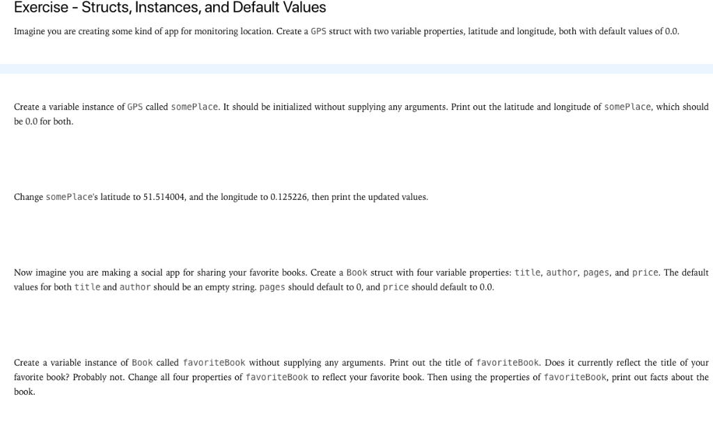 Solved Exercise Structs Instances And Default Values