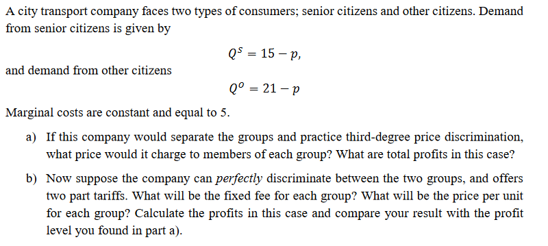 Solved = A city transport company faces two types of | Chegg.com