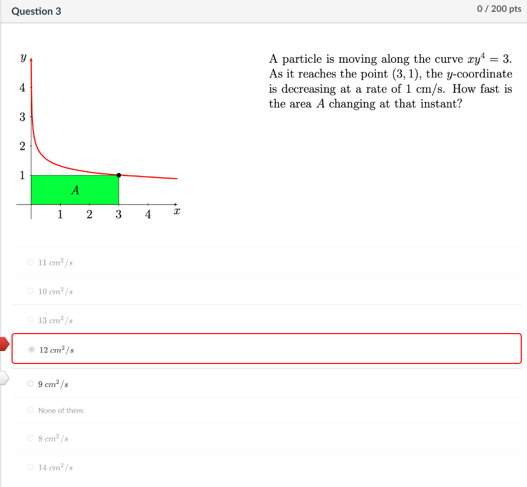 Solved Question 3 0/200 pts A particle is moving along the | Chegg.com